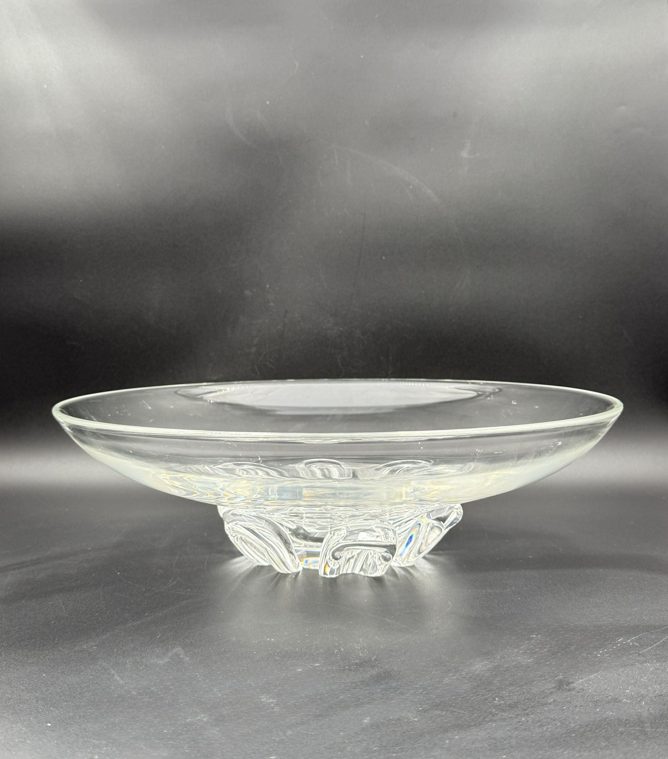 Steuben Crystal Centerpiece Bowl – Clear Art Glass, Sculptural Base ...